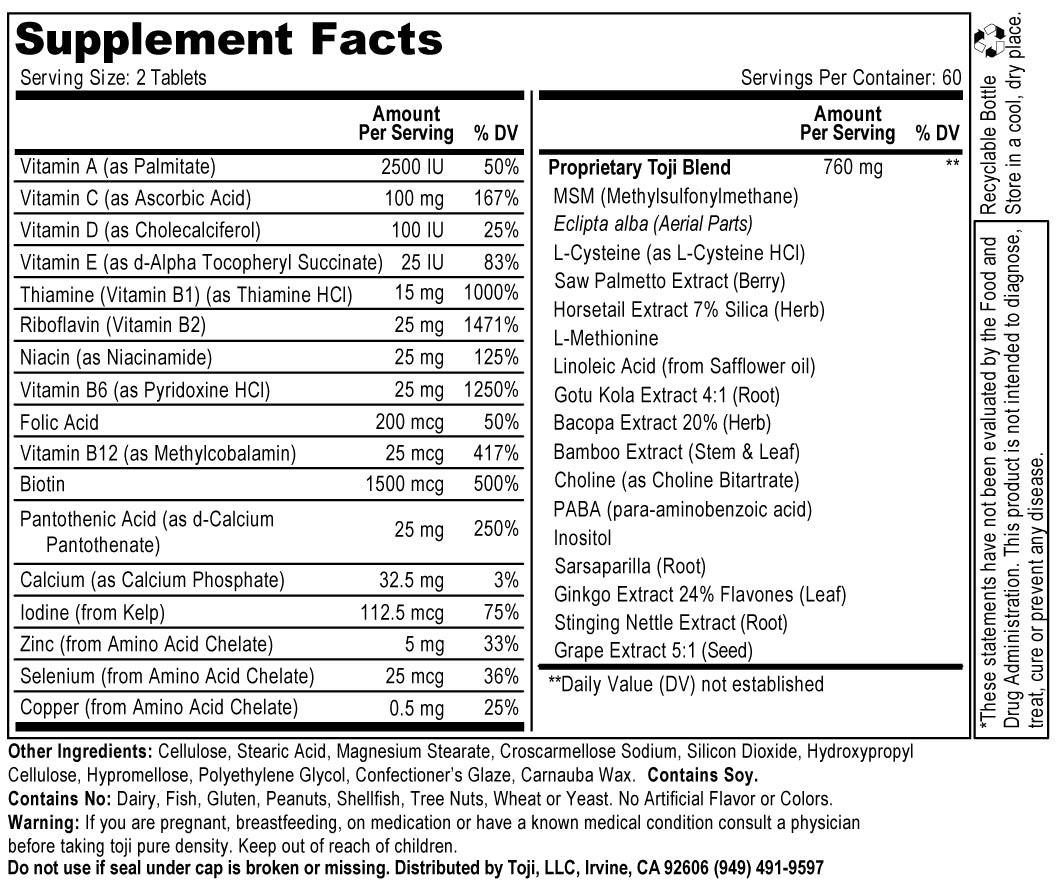 Toji Pure Density: Hair Nutrition (90 Days Supply) | TojiLife.com